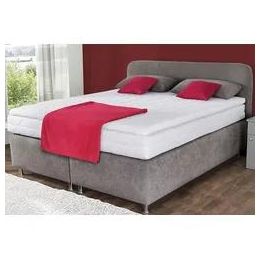 Boxspringbett, grau, B:170cm L:212cm, Bezug Kaltschaum-Topper: mit Klimafaser versteppt, 100% Polyester;Bezug untere Box und Kopfteil: wahlweise hochwertiger Microvelour (100% Polyester), feiner Strukturstoff (100% Polyester) oder Kunstleder;Bezug Obermatratze: 100% Polyester, Bezug abnehm- und waschbar bis 60C, Westfalia Schlafkomfort, Komplettbetten, Boxspringbett, inkl. Kaltschaum-Topper