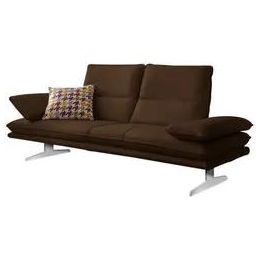 2,5-Sitzer W.Schillig "broadway Designsofa mit hohem Sitzkomfort", braun (chocolate s37), B:236cm H:94cm T:96cm, Stoff S37 (100% Polyester): Luxus-Microfaser in Lederoptik, Sofas, Sitztiefenverstellung, Kopfteil- & Seitenteilverstellung, Breite 236cm