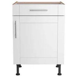 Unterschrank KOCHSTATION "KS-Ahus", braun (wei&szlig; matt, wildeiche nachbildung), B:60cm H:87cm T:58,4cm, Schr&auml;nke, Unterschrank, Breite 60 cm