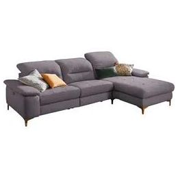 Ecksofa Home Affaire "Basel L-Form", grau (elefant), B:280cm H:84cm T:184cm, Luxus-Mikrofaser Lederoptik: 100% Polyester, ;Struktur: 85% Polyester, 15% Viskose, , Sofas, Ecksofa, mit vollmotorischer Relaxfunktion und motorischer Recamiere
