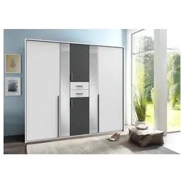 Kleiderschrank wimex "Vanea", wei&szlig; (wei&szlig;, graphit), B:225cm H:208cm T:58cm, Schr&auml;nke, Kleiderschrank Dreht&uuml;renschrank