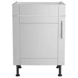 Sp&uuml;lenschrank KOCHSTATION "KS-Ahus", grau (hellgrau matt, hellgrau), B:60cm H:87cm T:58,4cm, Schr&auml;nke, Sp&uuml;lenschrank, Breite 60 cm