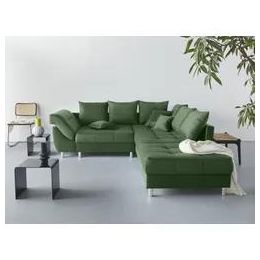 Ecksofa Collection AB "(Spar-Set) Innsbruck L-Form und Hocker", gr&uuml;n (flaschengr&uuml;n), B:247cm H:87cm T:189cm, Microfaser PRIMABELLE (100% Polyester), Struktur (90% Polyester, 10% Polyacryl), Samtvelours (100% Polyester), Luxus-Microfaser Antiklederoptik (100% Polyester), Sofas, Ecksofa, Ecksofa und Hocker, Recamiere links oder rechts montierbar