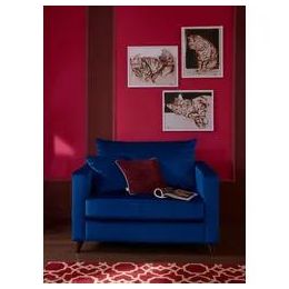 Loveseat Home Affaire "Renesse", blau, B:112cm H:74cm T:90cm, Luxus-Microfaser ALTARA NUBUCK (100% Polyester);Samtvelours 100% Polyester, Sessel, lose Kissen, Keder an Sitzkissen