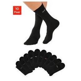 H.I.S. Socken H.I.S, Damen, Gr. 39-42, schwarz (10x schwarz), Baumwollmischung, unifarben, elastisch, Socken Socken, mit farbigem Innenbund