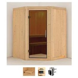 Sauna Karibu "Nanna", beige (naturbelassen), Saunaofen, integrierte Steuerung, 3,6 kW, Saunen, Ofen 3,6 kW intgr. Strg