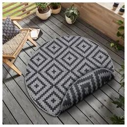 Teppich OTTO HOME "Ronda Wendeteppich", schwarz (anthrazit, schwarz), H:5mm &Oslash;:200cm, Kunstfaser, Teppiche, Teppich, Sisal-Optik, Flachgewebe, In- und Outdoor, geometrisches Boho Design