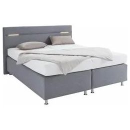 Boxspringbett, grau (strukturstoff grau), mit LED-Beleuchtung, Liegefl&auml;che B/L: 180cm x 200cm, H2, Bonnell-Federkernmatratze, Bezug Unterbox und Kopfteil: Strukturstoff (77% Polyester und 23% Viskose);Bezug Obermatratze 100% Polyester, waschbar bis 60C, Westfalia Schlafkomfort, Komplettbetten, Boxspringbett, wahlweise mit LED-Beleuchtung