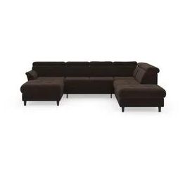 Sit & More Wohnlandschaft SIT & MORE "Marano U-Form", braun (espresso), B:304cm T:216cm, 98% Polyester, 2% Polyamid, Sofas, Wohnlandschaft, inklusive Kopfteilverstellung, wahlweise mit Bettfunktion, Bettkasten
