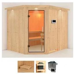 Sauna Karibu "Marit", beige (naturbelassen), Saunaofen, externe Steuerung, 9 kW, Saunen, Ofen 9 KW externe Strg easy