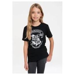 T-Shirt logoshirt "Harry Potter &ndash; Hogwarts Logo", M&auml;dchen, Gr. 104, schwarz, 100% Baumwolle, unifarben, normal, Rundhals, Shirts T-Shirt, mit lizenziertem Print