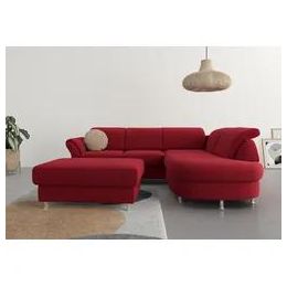 Sit & More Ecksofa SIT & MORE "Apulia L-Form", rot, B:250cm H:78cm T:212cm, Webstoff (100% Polyester);Struktur weich (90% Polyester, 10% Polyamid);Luxus-Micofaser Euphoria (100% Polyester);Samtoptik (100% Polyester), Sofas, Ecksofa, wahlweise Bettfunktion, Bettkasten und Kopf- und Armteilverstellung
