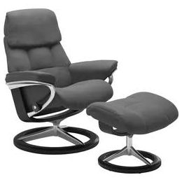 Relaxsessel stressless "Ruby", grau (grau batick), B:76cm H:100cm T:75cm, Leder PALOMA: durchgef&auml;rbtes Semianilin-M&ouml;belleder;Leder BATICK: durchgef&auml;rbtes und genarbtes M&ouml;belleder, Sessel, Relaxsessel, mit Signature Base, Gr&ouml;&szlig;e S, Gestell Eiche, Wenge, Braun & Schwarz