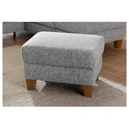 Hocker Home Affaire "Texel", silber, B:79cm H:46cm T:66cm, Struktur fein ( 100% Polyester);Luxus-Microfaser (100% Polyester);Struktur ( 100% Polyester), Hocker, Polsterhocker, mit Federkern und Kontrastnaht, F&uuml;&szlig;e Buche eichefarben