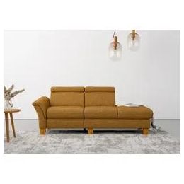Recamiere Home Affaire "Lindgren", gelb (mustard), B:206cm H:84cm T:93cm, 100% Polyester, Sofas, Recamiere, wahlweise motorische TV-Funktion, Bettkasten und Kopfteilverstellung