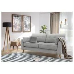 3-Sitzer Home Affaire "Copenhagen", grau (hellgrau), B:201cm H:88cm T:87cm, Struktur weich (100% Polyester);Samtoptik (100% Polyester), Sofas, feiner Keder, Kopfheftung im R&uuml;cken und Armlehnkissen
