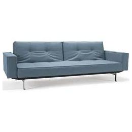 Schlafsofa INNOVATION LIVING TM "Splitback, einzeln verstellbare R&uuml;ckenlehnen, bequem mit Federkern", blau (lightblau), B:242cm H:79cm T:100cm, Luxus-Kunstleder;Struktur ( 69% Polyester, 20% Polyacryl, 7% Baumwolle, 4% Viscose);Webstoff/ Chenille (100% Polyester), Sofas, Schlafsofa, mit chromgl&auml;nzenden Beinen, in skandinavischen Design