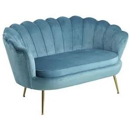2-Sitzer Salesfever "Clam Komfort-Duo-Sitz", blau, B:136cm H:78cm T:76cm, Samtvelours (100% Polyester), Sofas, Muscheldesign-Breite 136 cm: Pure Extravaganz