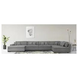 Wohnlandschaft Home Affaire "Skara U-Form", grau (hellgrau), B:390cm H:86cm T:190cm, 100% Polyester, Sofas, Wohnlandschaft, Lounge-Sofa mit Federkernpolsterung, in vielen Bezugsvarianten