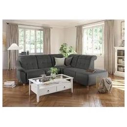 Ecksofa Home Affaire "Boston L-Form", grau (anthrazit), B:272cm, Struktur (100% Polyester);Luxus-Microfaser Florence (100% Polyester);Chenille (100% Polyester);NaturLEDER (reines Rindsleder), Sofas, Ecksofa, Kopfteilverstellung an jeder Sitzfl&auml;che, wahlweise Relaxfunktion