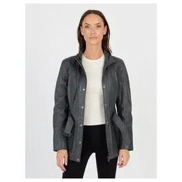 Bikerjacke JCC "R6382", Damen, Gr. 44, grau, Obermaterial: 100% Lammleder; Futter: 100% Polyester; &Auml;rmelfutter: 100% Polyester, mit Knopf, Jacken
