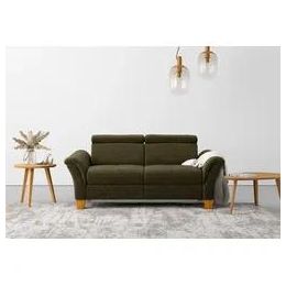 2,5-Sitzer Home Affaire "Lindgren", gr&uuml;n (khaki), B:185cm H:84cm T:93cm, 100% Polyester, Sofas, wahlweise mit TV-Funktion, links oder beidseitig, Kopfteilverstellung