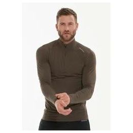 Langarmshirt Endurance "Lyee", Herren, Gr. XXL, braun, 67% Viskose, 28% Wolle, 5% Elasthan, unifarben, lang, Shirts Langarmshirt, mit praktischem Rei&szlig;verschluss