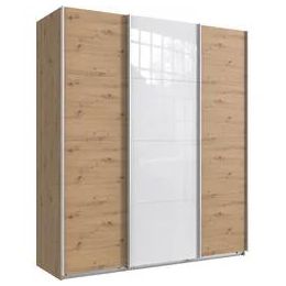 Schwebet&uuml;renschrank wimex "Norderstedt", wei&szlig; (artisan eiche nachbildung, glas wei&szlig;), B:180cm H:210cm T:64cm, Schr&auml;nke, Schwebet&uuml;renschrank, INKLUSIVE 2 Stoffboxen und 2 zus&auml;tzliche Einlegeb&ouml;den, mit Glast&uuml;r
