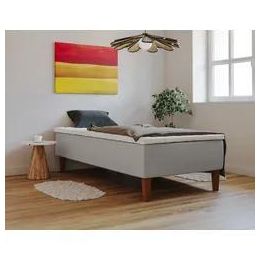 Boxspringbett Home Affaire "Osterberg", grau (light gray), B:141cm L:201cm, 100% Polyester, Komplettbetten, Boxspringbett, mit Taschen-Federkernunterbox