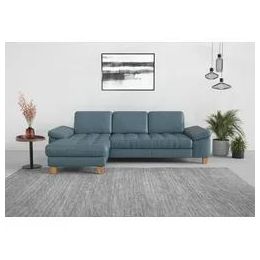 Sit & More Ecksofa SIT & MORE "Westham L-Form", bunt (graublau), B:275cm H:88cm T:172cm, 100% Polyester, Sofas, Ecksofa, mit Recamiere, mit oder ohne Bettfunktion, Bettkasten, F&uuml;&szlig;e Eiche