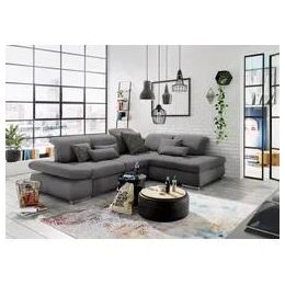 Ecksofa "SO 4100 mit komfortablen Federkern und Kopfteilverstellung", grau (anthrazit 95), B:291cm H:80cm T:226cm, SET ONE BY Musterring, Sofas, Ecksofa, wahlweise mit Bettfunktion und Sitztiefenverstellung, L-Form