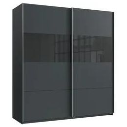 Schwebet&uuml;renschrank wimex "Bramfeld TOPSELLER Kleiderschrank", schwarz (graphit, absetzung schwarzglas), B:180cm H:198cm T:64cm, Schr&auml;nke, Schwebet&uuml;renschrank, mit Glaselementen und zus&auml;tzlichen Einlegeb&ouml;den