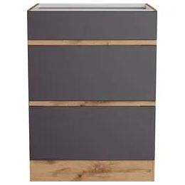 Unterschrank KOCHSTATION "KS-Riesa", grau (matt grau), B:60cm H:82cm T:60cm, Holzwerkstoff, Schr&auml;nke, Unterschrank, Breite 60 cm, MDF-Fronten