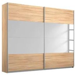 Schwebet&uuml;renschrank Rauch "Quadra", braun (struktureichefarben hell, spiegel), B:226cm H:230cm T:62cm, Holzwerkstoff, Schr&auml;nke, Schwebet&uuml;renschrank, inkl. Hakenleiste und zus&auml;tzlichen Einlegeb&ouml;den