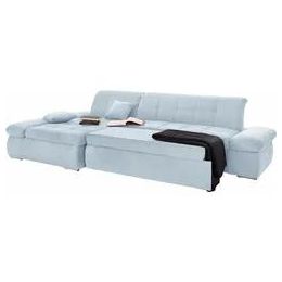 Ecksofa DOMO collection "NMoric XXL, B/T/H: 300/172/80cm, L-Form", blau (pastelblau), B:300cm H:80cm T:172cm, Chenille (85% Polyester, 15% Acryl);Luxus-Microfaser (100% Polyester);Struktur ( 100% Polyester);Microfaser PRIMABELLE (100% Polyester), Sofas, Ecksofa, wahlweise mit Bettfunktion und Armlehnverstellung, Topseller