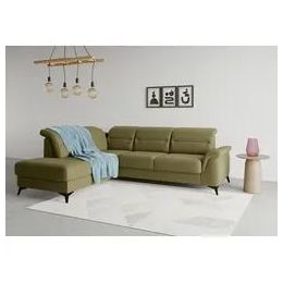 Sit & More Ecksofa SIT & MORE "Sinatra L-Form", gr&uuml;n (olive), B:251cm H:85cm T:220cm, 98% Polyester, 2% Polyamid, Sofas, Ecksofa, mit Ottomane, optional mit Kopfteilverstellung und Armteilfunktion