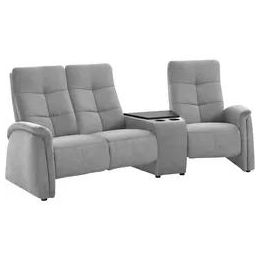 3-Sitzer exxpo - SOFA FASHION "Tivoli, Kinosofa mit Relaxfunktion, mit Ablagetisch und Stauraum", silber, B:258cm H:109cm T:152cm, Sofas, bequem und komfortabel, hohe R&uuml;ckenlehne