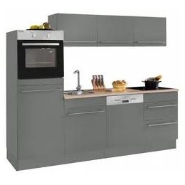 K&uuml;che Optifit "Bern", grau (k&uuml;che: grau, front: basaltgrau, korpus: basaltgrau, arbeitsplatte: akaziefarben), B:240cm T:60cm, Komplettk&uuml;chen-Sets, Breite 240 cm, ohne E-Ger&auml;te, St&auml;rke der Arbeitsplatte w&auml;hlbar