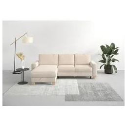Ecksofa Home Affaire "Summer L-Form", beige (creme), B:249cm H:91cm T:164cm, 100% Polyester, Sofas, Ecksofa, mit Recamiere, mit oder ohne Bettfunktion und Bettkasten, Cord-Bezug