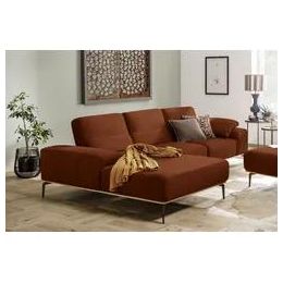 Ecksofa W.Schillig "run, Designsofa mit tollem Sitzkomfort, L-Form", orange (terracotta w82), B:299cm H:88cm T:178cm, Longlife Xtra-Leder Z73: Naturwalkleder der Luxusklasse aus den erlesensten Rohh&auml;uten. Hautst&auml;rke 1, 1 &ndash; 1, 3 mm;ROHLEDER Jacquard-Flachgewebe Q2 W60 (63% Polyester, 37% Polyacryl);ROHLEDER Chenille-Flachgewebe Q2 W77 (68% Polyacryl, 32% Polyester);Stoff S37 (100% Polyester), Sofas