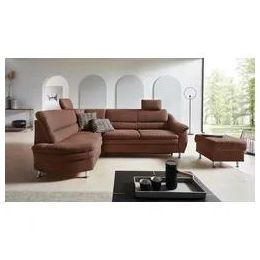Ecksofa Home Affaire "Cardoso L-Form", braun, B:250cm H:90cm T:175cm, Struktur impr&auml;gniert (100% Polyester);Luxus-Microfaser ALTARA NUBUCK (100% Polyester);Struktur (52% Polyester, 35% Polyacryl, 13% Baumwolle);Luxus-Microfaser weich (90% Polyester, 10% Polyamid), Sofas, Ecksofa, Federkern, wahlweise mit Bett, Schubkasten