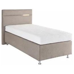 Boxspringbett, beige (struktustoff dunkelbeige), mit LED-Beleuchtung, Liegefl&auml;che B/L: 100cm x 200cm, H2, Bonnell-Federkernmatratze, Bezug Unterbox und Kopfteil: Strukturstoff (77% Polyester und 23% Viskose);Bezug Obermatratze 100% Polyester, waschbar bis 60C, Westfalia Schlafkomfort, Komplettbetten, Boxspringbett, wahlweise mit LED-Beleuchtung
