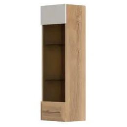 H&auml;ngevitrine OTTO HOME "Gala", beige (beige, pacific walnuss decor), B:35cm H:115cm T:30cm, Glas, Holzwerkstoff, MDF, Schr&auml;nke, UV lackiert, kratzfest, hochgl&auml;nzend, mit Beleuchtung