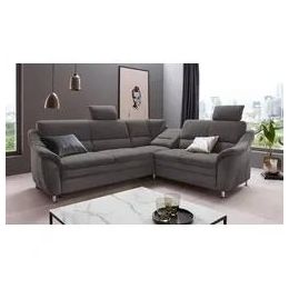 Ecksofa Home Affaire "Cardoso L-Form", grau, B:249cm H:90cm T:209cm, Luxus-Microfaser Lederoptik (100% Polyester);Luxus-Microfaser (100% Polyester);Luxus-Microfaser ALTARA NUBUCK (100% Polyester);Struktur (100% Polyester), Sofas, Ecksofa, Federkern, wahlweise mit Bett, Schubkasten, teilweise Relaxfunktion