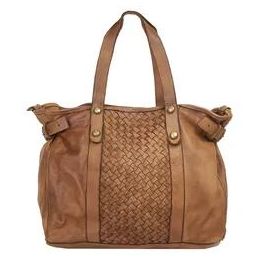 Shopper Samantha Look, Damen, Gr. B/H/T: 40cm x 32cm x 18cm onesize, braun (cognac), Leder, vintage, Taschen Shopper, echt Leder, Made in Italy