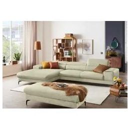 Ecksofa W.Schillig "piedroo, Designsofa mit tollem Sitzkomfort, bequem und elegant, L-Form", beige (sahara s37), B:343cm H:70cm T:193cm, Stoff S37 (100% Polyester): Luxus-Microfaser in Lederoptik, Sofas, Ecksofa, Kopfteilverstellung, wahlweise mit Sitztiefenverstellung, Breite 343cm