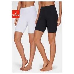 Radlerhose Vivance ACTIVE, Damen, Gr. 44/46, N-Gr, schwarz (1x wei&szlig;, 1x schwarz), Single Jersey, Obermaterial: 95% Baumwolle, 5% Elasthan, unifarben, Basic, figurbetont ca. Mitte Oberschenkel, Hosen Radlerhose, mit Gummibund, Loungewear