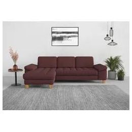 Sit & More Ecksofa SIT & MORE "Westham L-Form", lila (chianti), B:275cm H:88cm T:172cm, 90% Polyester 10% Polyamid, Sofas, Ecksofa, mit Recamiere, mit oder ohne Bettfunktion, Bettkasten, F&uuml;&szlig;e Eiche
