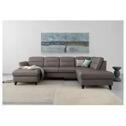 Sit & More Wohnlandschaft SIT & MORE "Mellum U-Form", grau (anthrazit), B:306cm H:87cm T:212cm, 100% Polyester, Sofas, Wohnlandschaft, Federkern, wahlweise mit Bettfunktion, Stauraum und Armteilfunktion