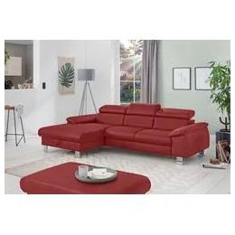 Ecksofa COTTA "Komaris L-Form, B: 244 cm", rot, B:244cm H:72cm T:166cm, Microfaser PRIMABELLE (100% Polyester);Kunstleder SOFTLUX(100%Polyurethan);Feinstruktur (100% Polyester);Kunstleder SOFTLUX/Struktur (100%Polyurethan, 90%Polyester, 10% Polyacryl), Sofas, Ecksofa, mit Kopfteilverstellung, optional Bettfunktion, Bettkasten & Licht, Topseller